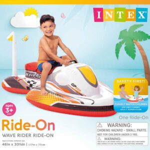 INTEX Wave Rider Inflatable Pool Float: Pool Toy For Kids – Heavy-Duty Handle – 88lb Weight Capacity – 46" x 30.5" – For Ages 3+