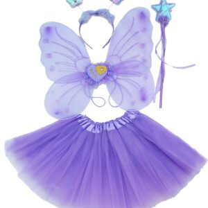 Fun Play Fairy Dressing up Costume for Girls – Butterfly Fairy Wings, Tutu, Magic Wand,Headband Costume Set for 3-8 Years