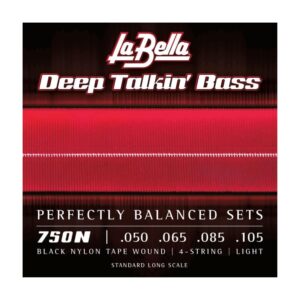 la bella 750n deep talkin' black nylon tape wound bass guitar string 50-105