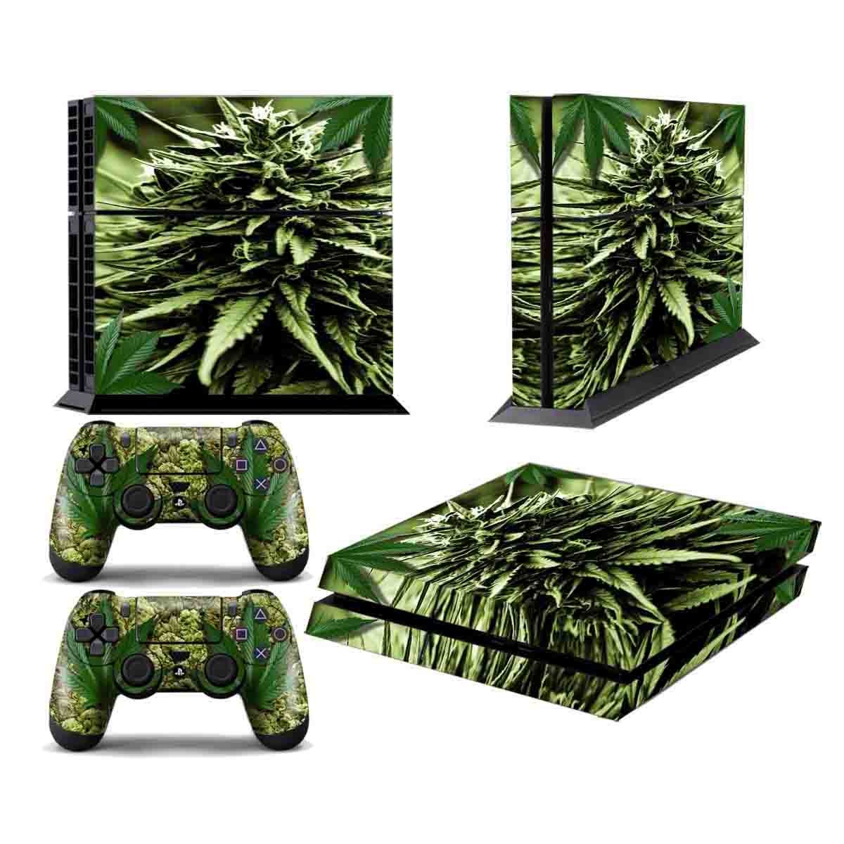 PS4 Designer Skin for Sony PlayStation 4 Console System plus Two(2) Decals for: PS4 Dualshock Controller - Skunk Bud