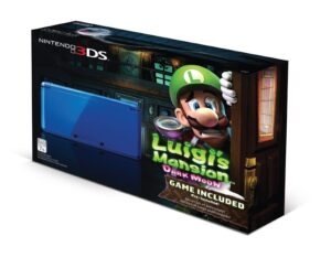 cobalt blue nintendo 3ds system with luigi's mansion: dark moon bundle