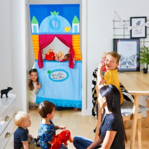 HABA Doorway Puppet Theater - Space Saver with Adjustable Rod: Ideal for Pretend Play, Hand Puppets, Educational Kids Activities, & Toys for Toddlers