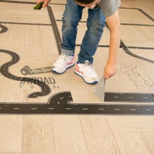 PlayTape Road Tape for Toy Cars - Sticks to Flat Surfaces; No Residue; 60 ft. x 2 in. Black Roadway