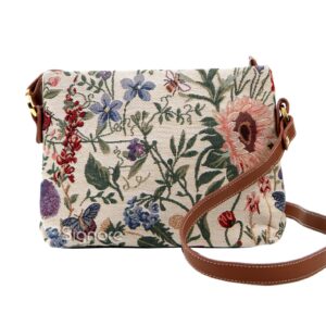 signare tapestry crossbody bag shoulder purse for women in morning garden design (xb02-mgd)