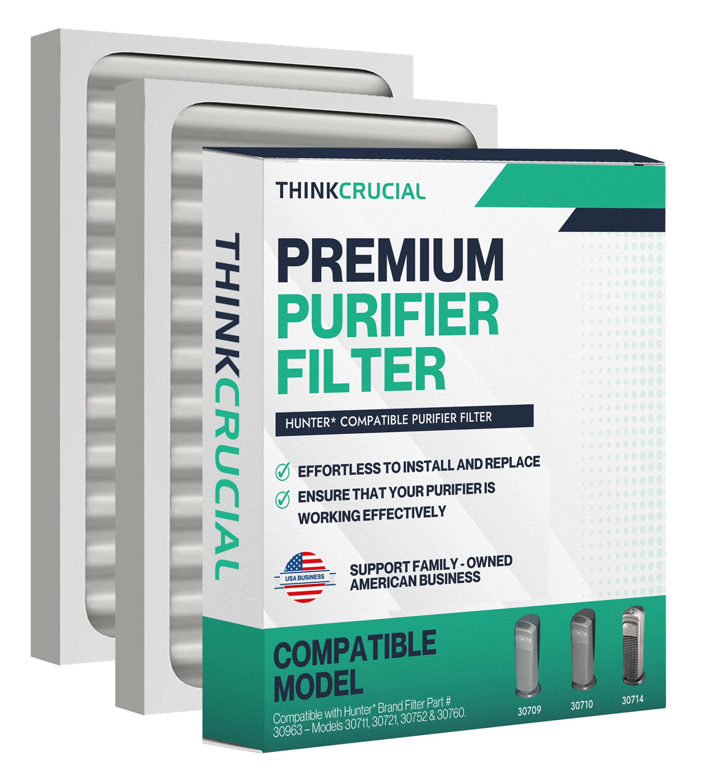 Crucial Air Purifier Filter – Compatible with HUNTER® Brand Filter Part # 30963 – Models 30710, 30711, 30730, 30709, 30710, 30711, 30714 – Bulk Packs (2 Pack)