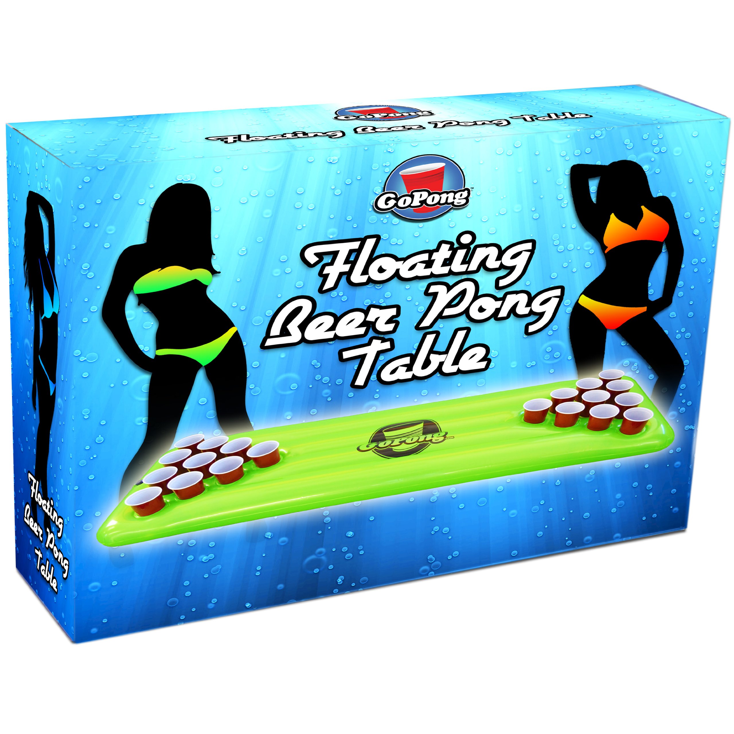 GoPong Pool Pong Table, Inflatable Floating Beer Pong Table, Includes 3 Pong Balls