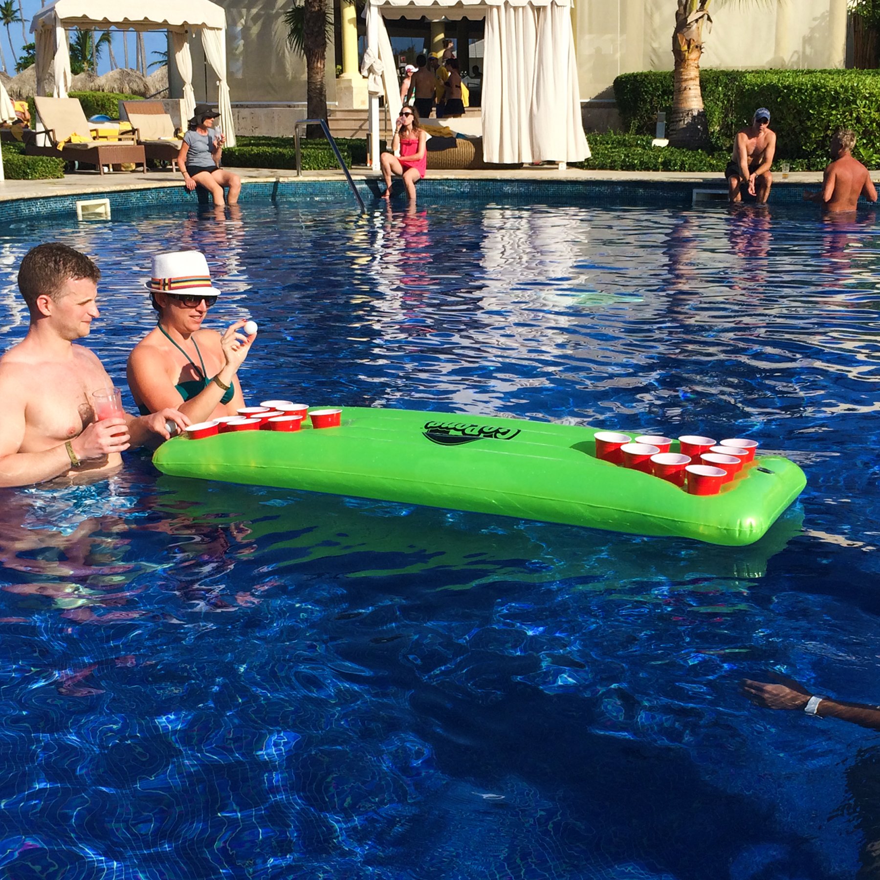 GoPong Pool Pong Table, Inflatable Floating Beer Pong Table, Includes 3 Pong Balls