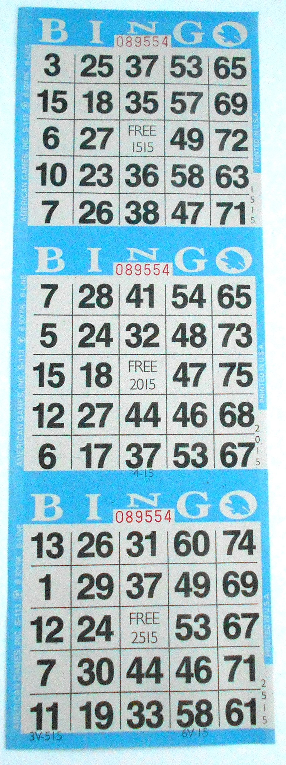 3 on Blue Bingo Paper Cards - 1000 cards