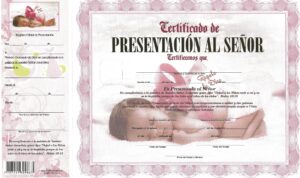 certificado de presentación al señor niñas