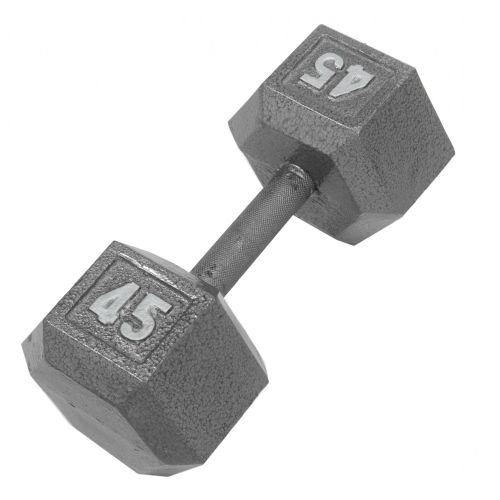 CAP 45 lb. Solid Gray Hex Exercise Dumbbell - Single