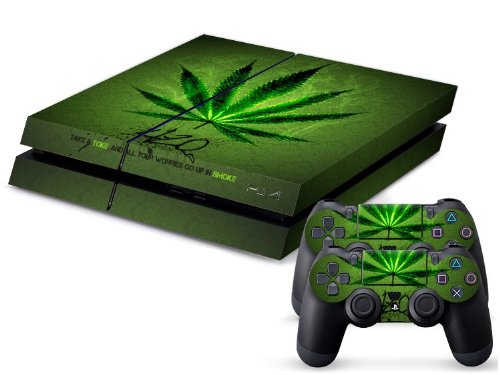 Vinyl Decal Skin Cover/Stickers Wrap for Ps4 Console+2 Controllers-Weeds