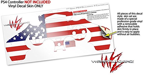 WraptorSkinz Skin Compatible with Sony PS4 Dualshock Controller PlayStation 4 Original Slim and Pro USA American Flag 01 (Controller NOT Included)