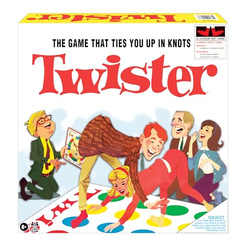 Classic Twister with Retro Design and Oversized Spinner by Winning Moves Games USA, Party Game for 2 or More Players, Indoor and Outdoor Fun for Kids Ages 6+