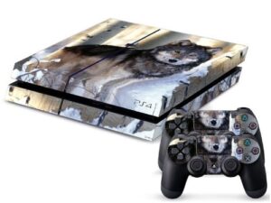 vinyl decal skin cover/stickers wrap for ps4 console+2 controllers-wolf animal