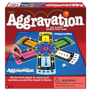 Aggravation With Retro Artwork by Winning Moves Games USA, the Classic Marble Race Game, Great For Kids, for 2 to 6 Players, Ages 6+