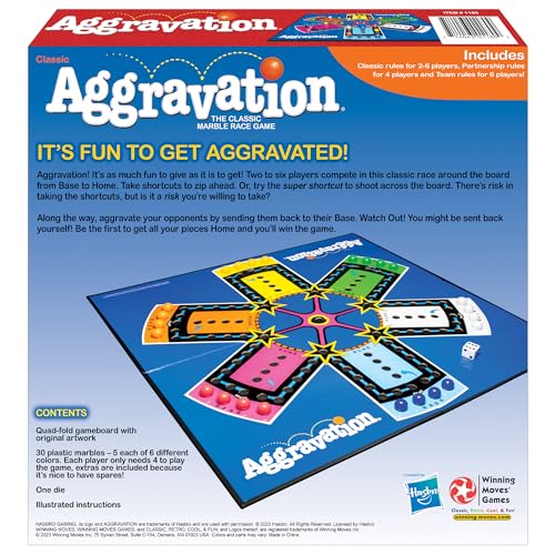 Aggravation With Retro Artwork by Winning Moves Games USA, the Classic Marble Race Game, Great For Kids, for 2 to 6 Players, Ages 6+