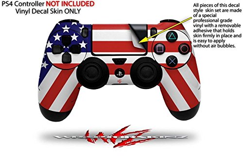 WraptorSkinz Skin Compatible with Sony PS4 Dualshock Controller PlayStation 4 Original Slim and Pro USA American Flag 01 (Controller NOT Included)