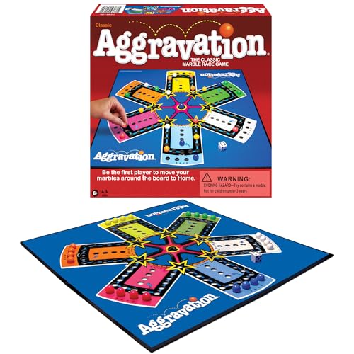 Aggravation With Retro Artwork by Winning Moves Games USA, the Classic Marble Race Game, Great For Kids, for 2 to 6 Players, Ages 6+