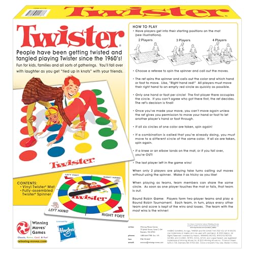 Classic Twister with Retro Design and Oversized Spinner by Winning Moves Games USA, Party Game for 2 or More Players, Indoor and Outdoor Fun for Kids Ages 6+