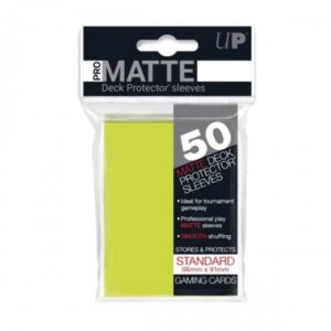 ultra pro pro-matte deck protector sleeves for magic, pokemon and dragon ball super - bright yellow (50 ct.)