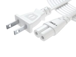 white tv power cord 12ft cable for samsung lg tcl sony: 2 prong ac wall plug 2-slot led lcd insignia sharp toshiba jvc hisense, hp brother canon pixma epson officejet photosmart deskjet printer cable