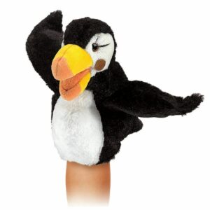 folkmanis little puffin hand puppet, black, white, yellow, 1 ea