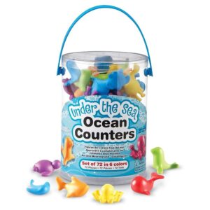 learning resources under the sea ocean counters - 72 pieces, ages 3+ toddler learning toys, counting toys for kids, math counters for kids