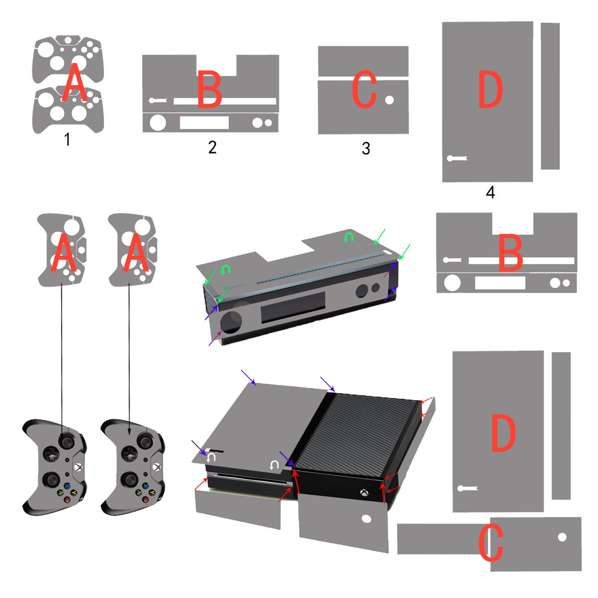 Designer Skin Sticker for the Xbox One Console With Two Wireless Controller Decals- Firestorm