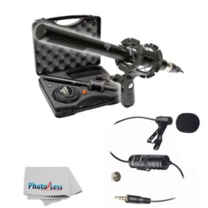 new vidpro xm-55 15-piece 11" condenser shotgun video & broadcast microphone kit with vidpro xm-l wired lavalier condenser microphone 20' audio cable for canon nikon sony dslr camera camcorders