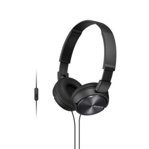 sony foldable headphones with smartphone mic and control - metallic black