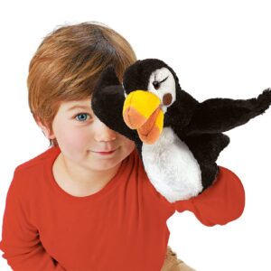 Folkmanis Little Puffin Hand Puppet, Black, White, Yellow, 1 EA