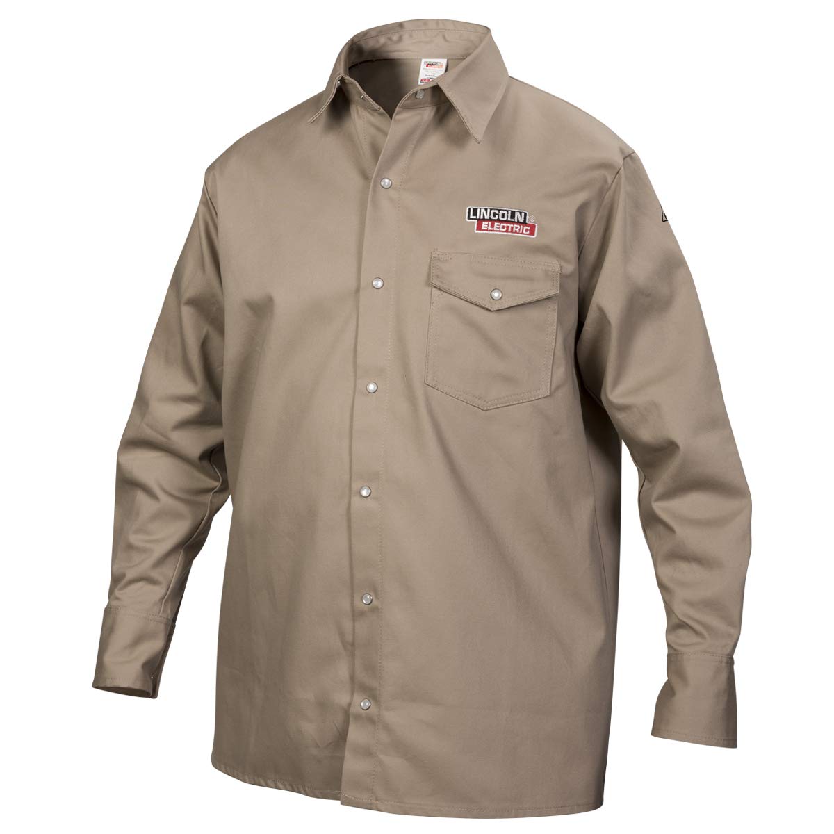 Lincoln Electric Welding Shirt | Premium Flame Resistant (FR) Cotton | Custom Fit | Khaki / Tan | Large | K3382-L