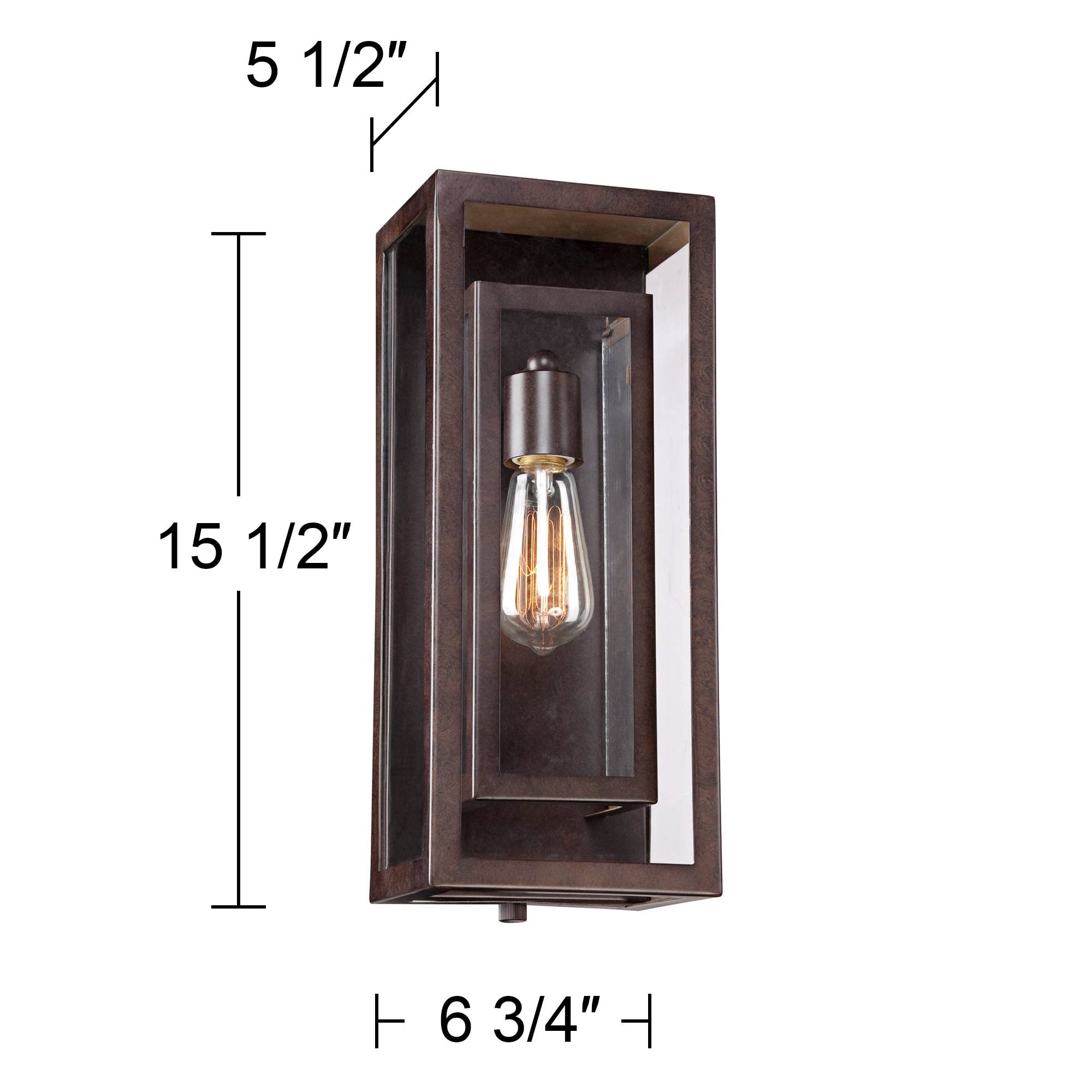 Possini Euro Design Double Box Modern Industrial Farmhouse Rustic Outdoor Wall Light Fixture Bronze 15 1/2" Clear Glass for Exterior Barn Deck House Porch Yard Patio Outside Garage Front Door