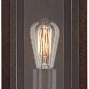 Possini Euro Design Double Box Modern Industrial Farmhouse Rustic Outdoor Wall Light Fixture Bronze 15 1/2" Clear Glass for Exterior Barn Deck House Porch Yard Patio Outside Garage Front Door