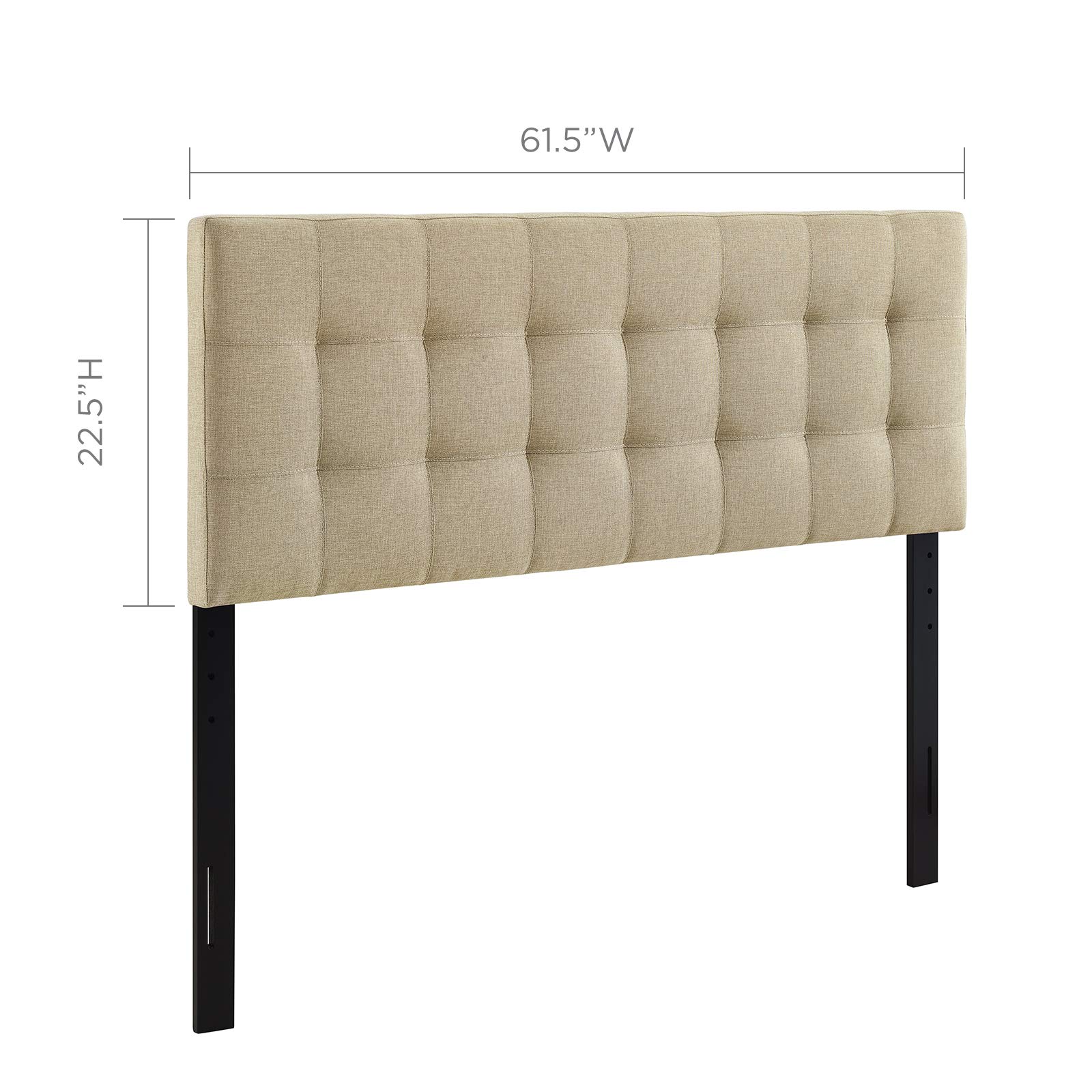 Modway Lily Tufted Linen Fabric Upholstered Queen Headboard in Beige