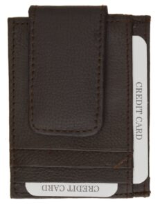 marshal printed grain cow hide leather money clip with magnet (brown)