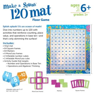 Learning Resources Make a Splash 120 Mat Floor Game, Addition/Subtraction - 136 Pieces, Ages 6+ Math Games for Kids, Educational Games