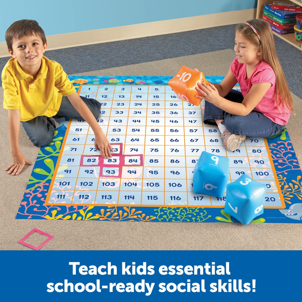 Learning Resources Make a Splash 120 Mat Floor Game, Addition/Subtraction - 136 Pieces, Ages 6+ Math Games for Kids, Educational Games