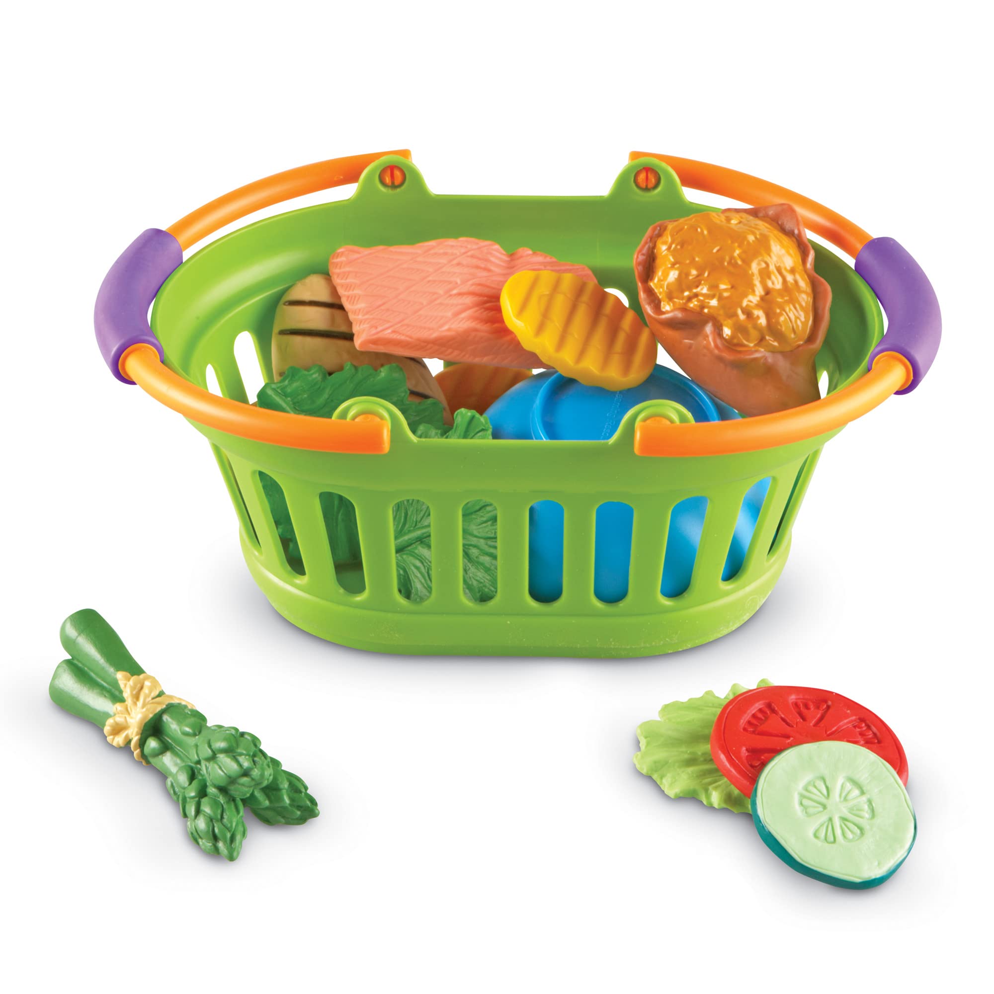 Learning Resources New Sprouts Healthy Foods Basket Bundle - 37 Pieces, Ages 18+ months Pretend Toddler Food, Healthy Play Food for Kids, Toddler Learning Toys