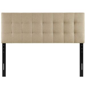 Modway Lily Tufted Linen Fabric Upholstered Queen Headboard in Beige