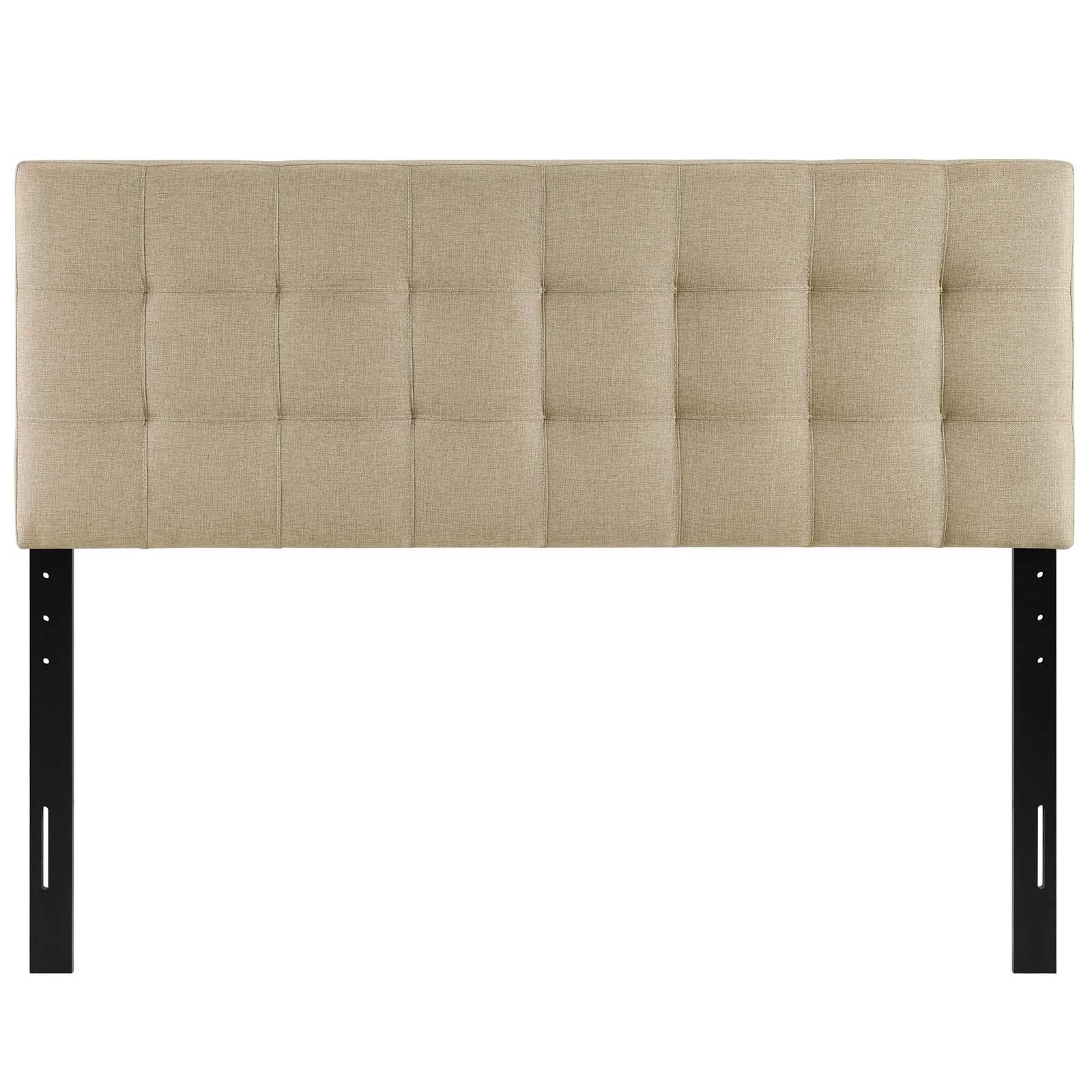 Modway Lily Tufted Linen Fabric Upholstered Queen Headboard in Beige