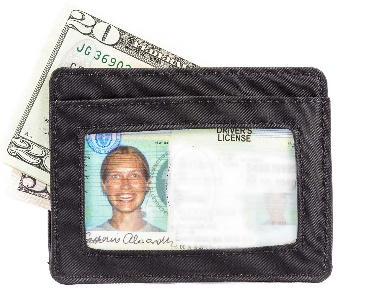 Big Skinny Open Sided Mini Skinny Card Slim Wallet, Holds Up to 9 Cards, Black