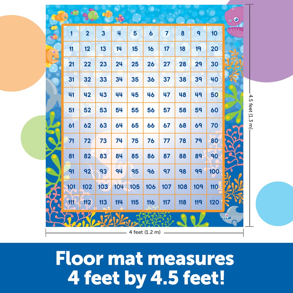 Learning Resources Make a Splash 120 Mat Floor Game, Addition/Subtraction - 136 Pieces, Ages 6+ Math Games for Kids, Educational Games