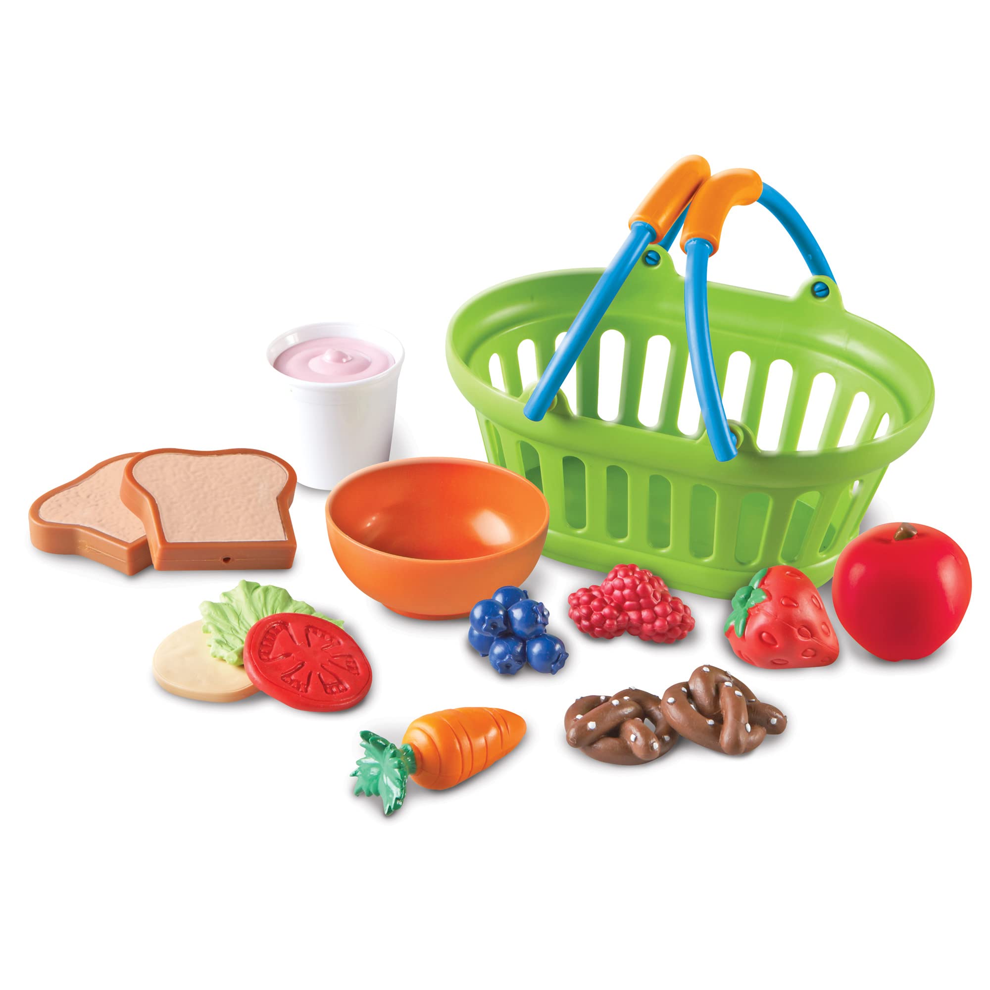 Learning Resources New Sprouts Healthy Foods Basket Bundle - 37 Pieces, Ages 18+ months Pretend Toddler Food, Healthy Play Food for Kids, Toddler Learning Toys