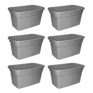 sterilite 30-gallon (120-quart) storage box, set of 6. this pack of spacious gray lidded bins will help you declutter your home and office space efficiently and easily.