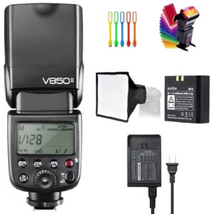 godox v850ii gn60 2.4g 1/8000s high-speed sync flash speedlite speedlight & 2000mah li-ion battery, 1.5s recycle time, 650 full power compatible for canon nikon pentax fuji olympus panasonic cameras