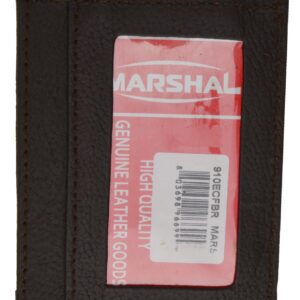 MARSHAL Printed Grain Cow Hide Leather Money Clip with Magnet (Brown)