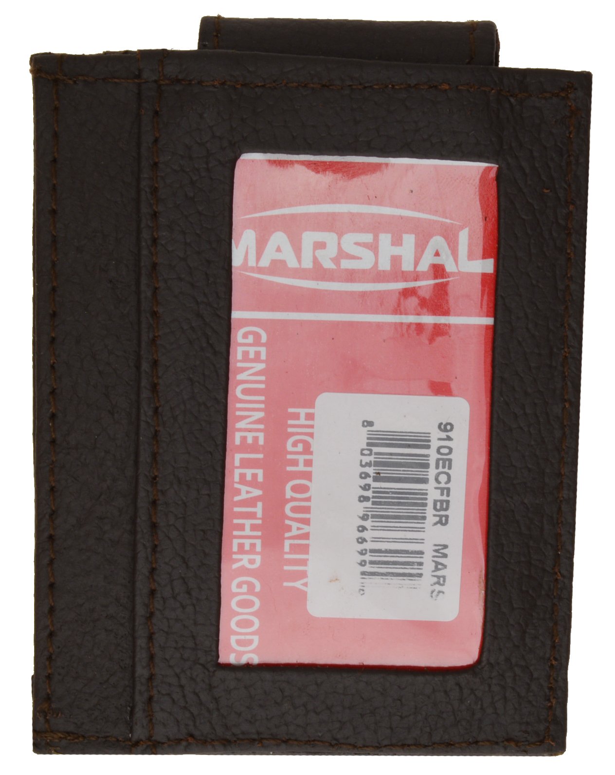 MARSHAL Printed Grain Cow Hide Leather Money Clip with Magnet (Brown)