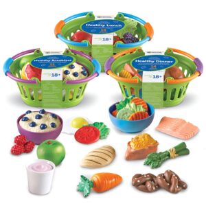 learning resources new sprouts healthy foods basket bundle - 37 pieces, ages 18+ months pretend toddler food, healthy play food for kids, toddler learning toys