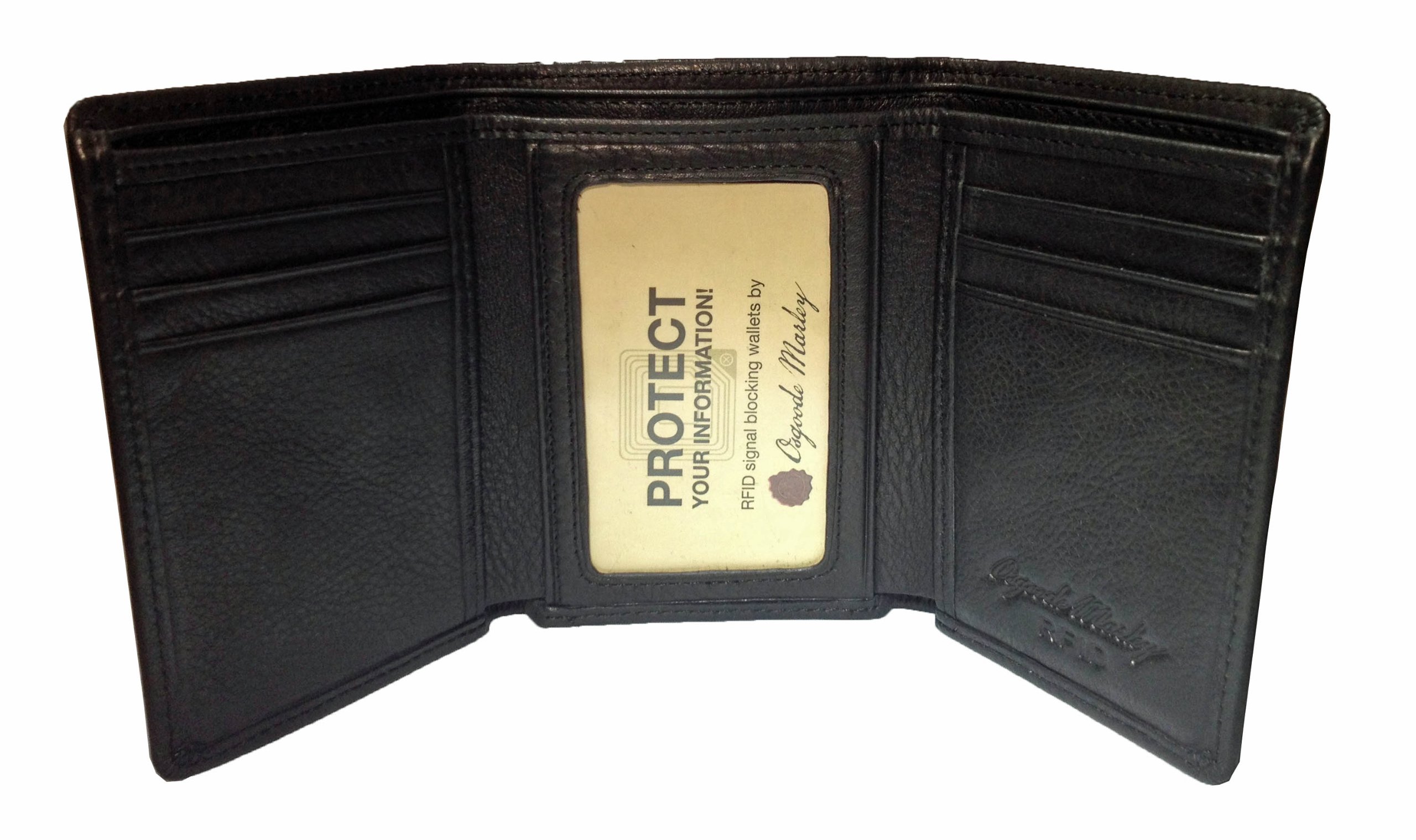 Osgoode Marley Cashmere RFID Blocking Mens Tri-Fold Leather Wallet (One Size, Black)